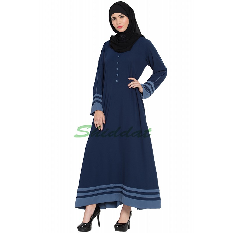Casual abaya in Navy Blue color | A line design | Burqa online in India