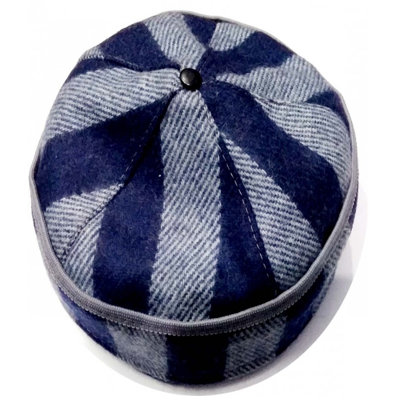 Afghani Pakol Hat- Designer Afghan Hat Blue check colored Pakol