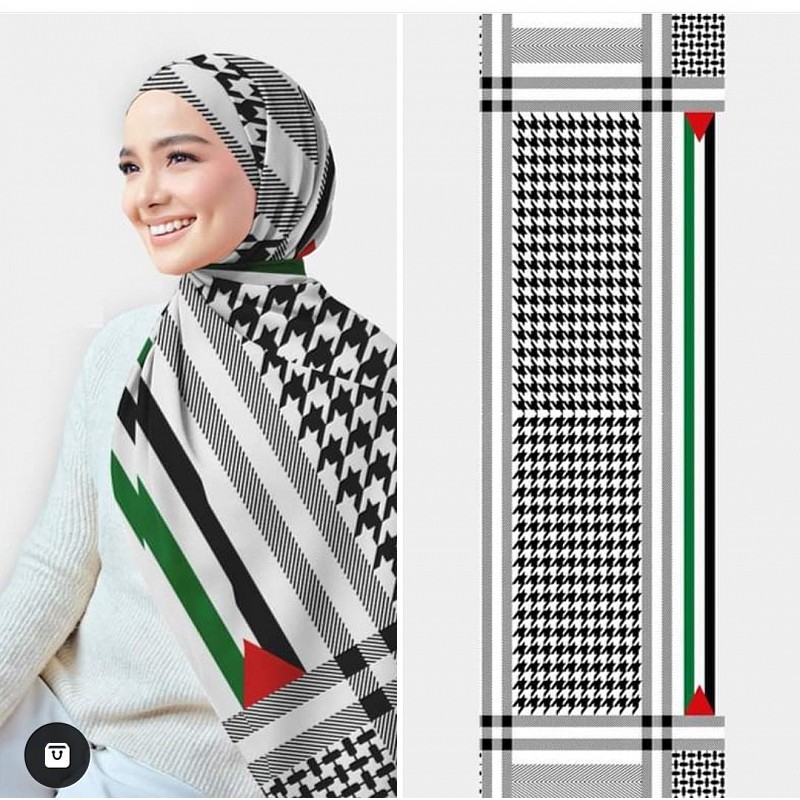 keffiyeh online- printed prayer Hijab at shiddat.com