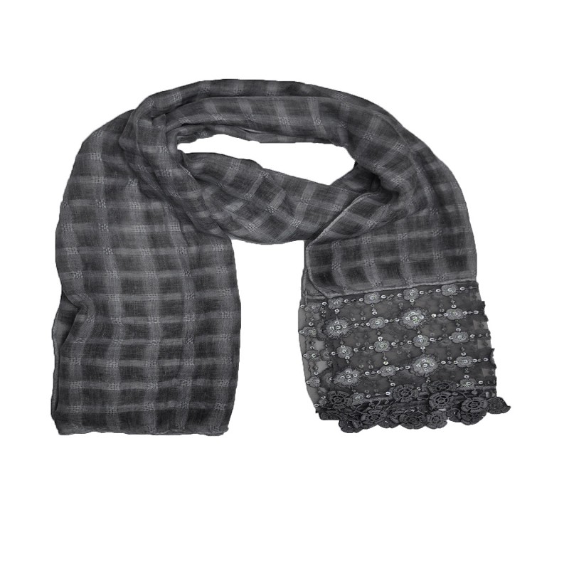 Stole online Box checkered circular design stole with sequence at shidd...