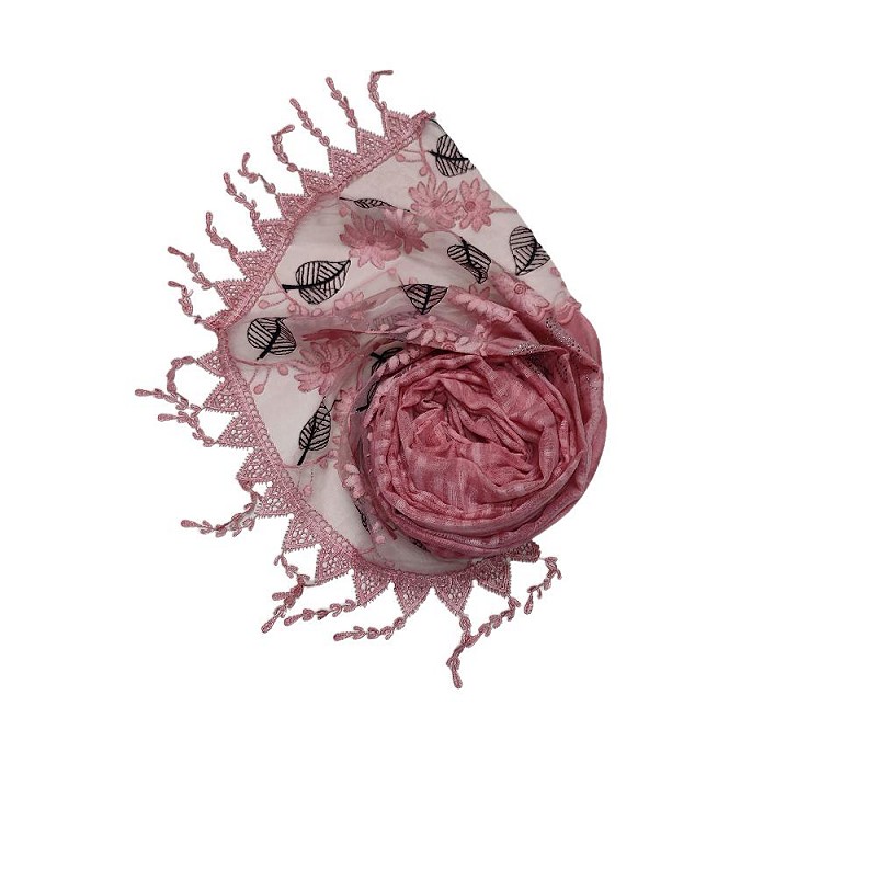 Stole online - Cotton Hijab with Floral Patch work and Leave shape emb...