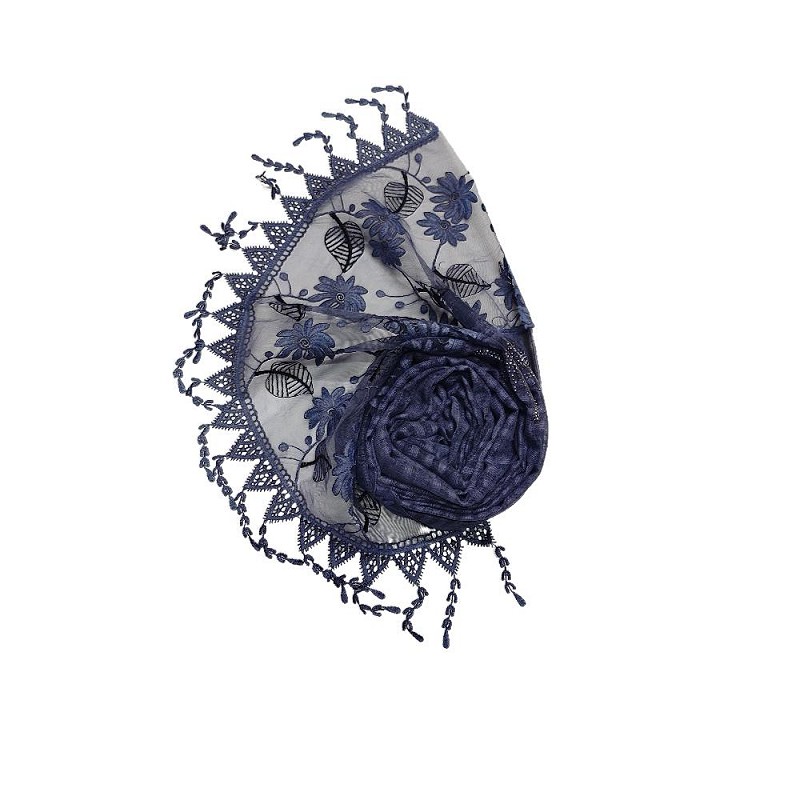 Stole online - Cotton Hijab with Floral Patch work and Leave shape emb...