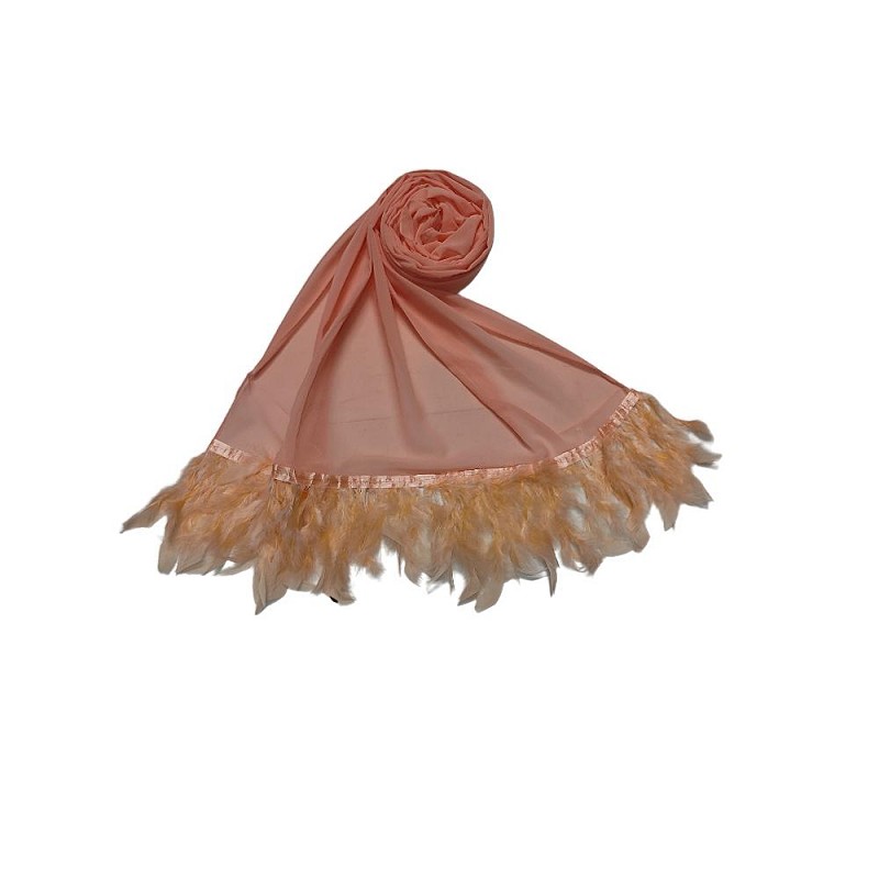 Stole online - Georgette stole with feathers attached to it at shiddat.com