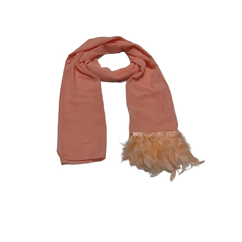 Stole online - Georgette stole with feathers attached to it at shiddat.com