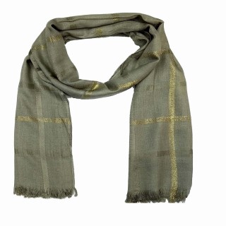 Hijab online- Premium Designer Cotton Golden Striped Stole at shiddat.com