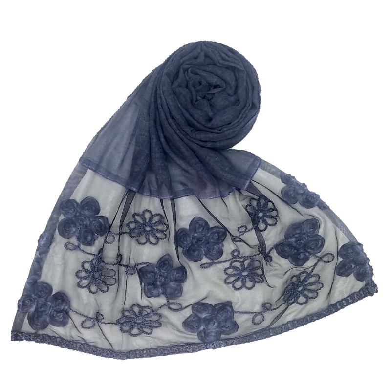 Hijab online- Embroidered cotton Hijab at shiddat.com
