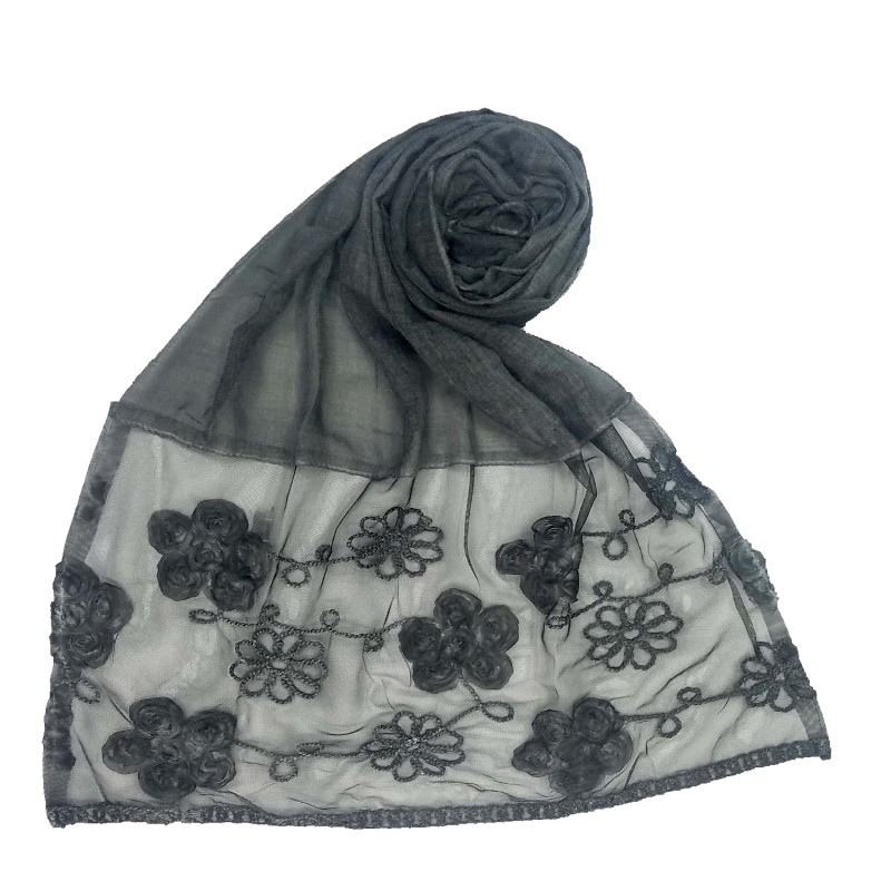 Hijab online- Embroidered cotton Hijab at shiddat.com
