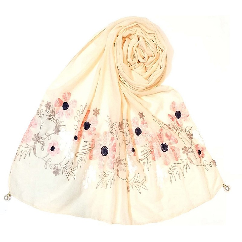 Hijab online- Limited edition emboidered flower hijab at shiddat.com