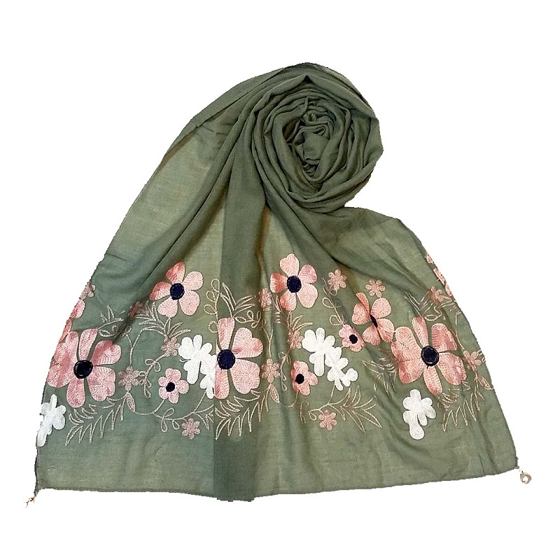 Hijab online- Limited edition emboidered flower hijab at shiddat.com