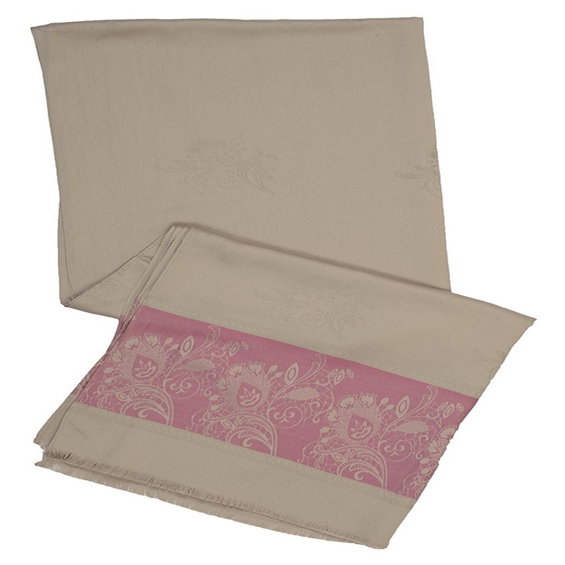 Hijab online-Silk Border Stole-Cream Color|Hijab at shiddat.com