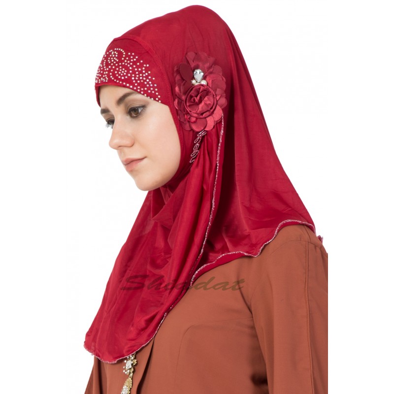 Instant Hijab online-Red Hijab at shiddat.com