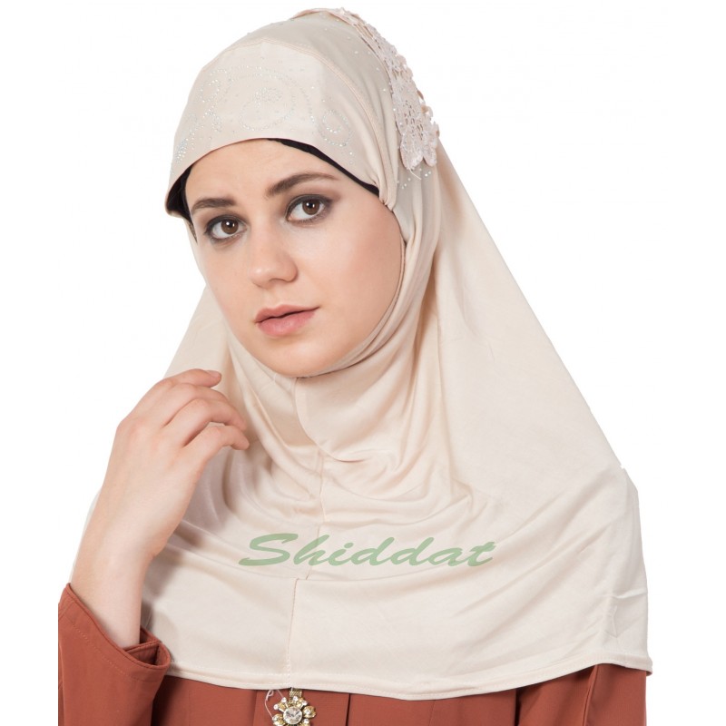 Instant Hijab online- Cream Hijab at shiddat.com