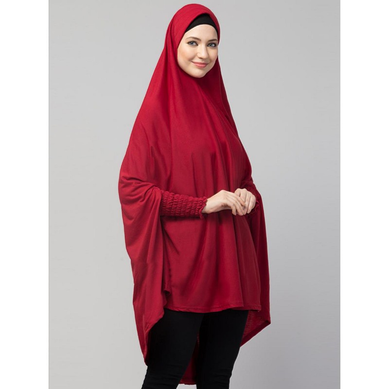 Prayer hijab online-Maroon khimar Hijab at shiddat.com