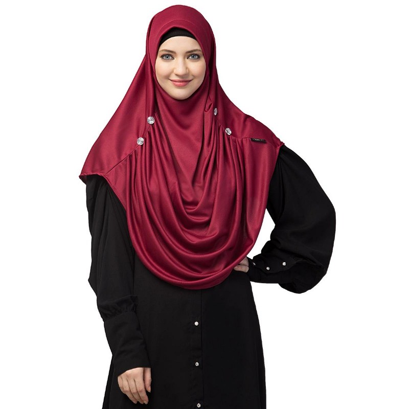 Instant hijab online-maroon prayer Hijab at shiddat.com