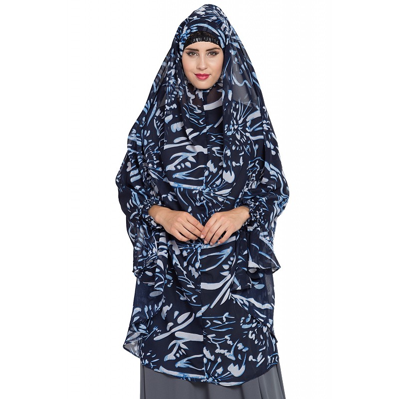 Prayer hijab online- Printed Large Khimar at shiddat.com