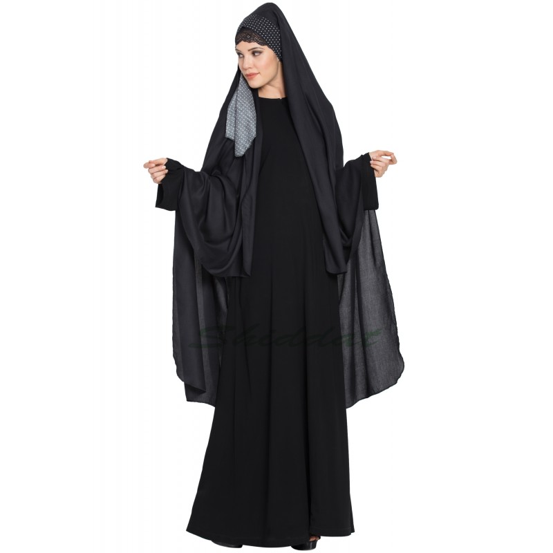 Buy Black Irani chadar with detachable Nose Piece | Islamic dress onlin...