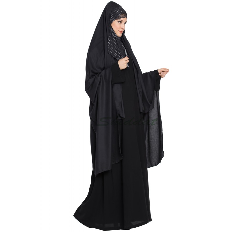 Buy Black Irani chadar with detachable Nose Piece | Islamic dress onlin...