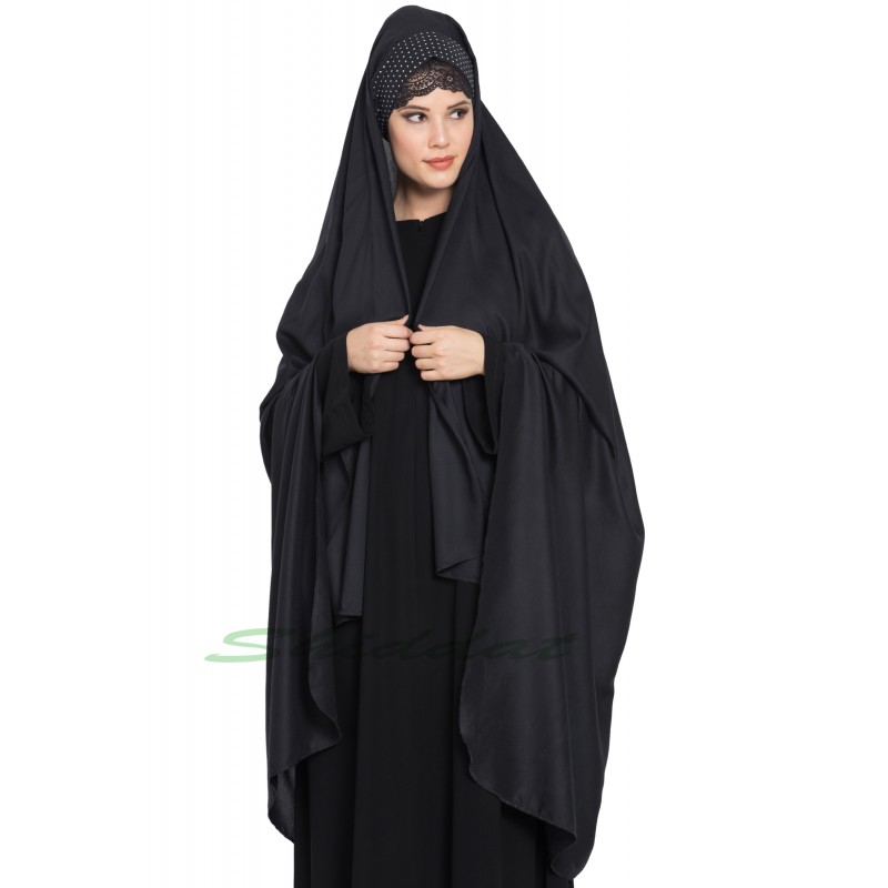 Buy Black Irani chadar with detachable Nose Piece | Islamic dress onlin...