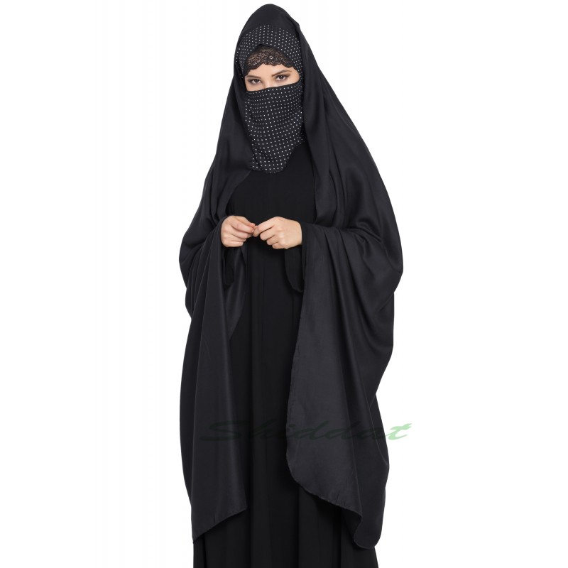 Buy Black Irani chadar with detachable Nose Piece | Islamic dress onlin...