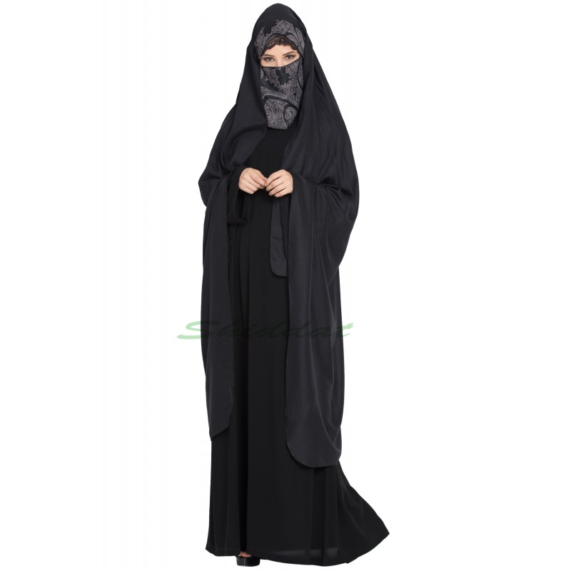 Buy Black Irani chadar with detachable Nose Piece | Islamic dress onlin...