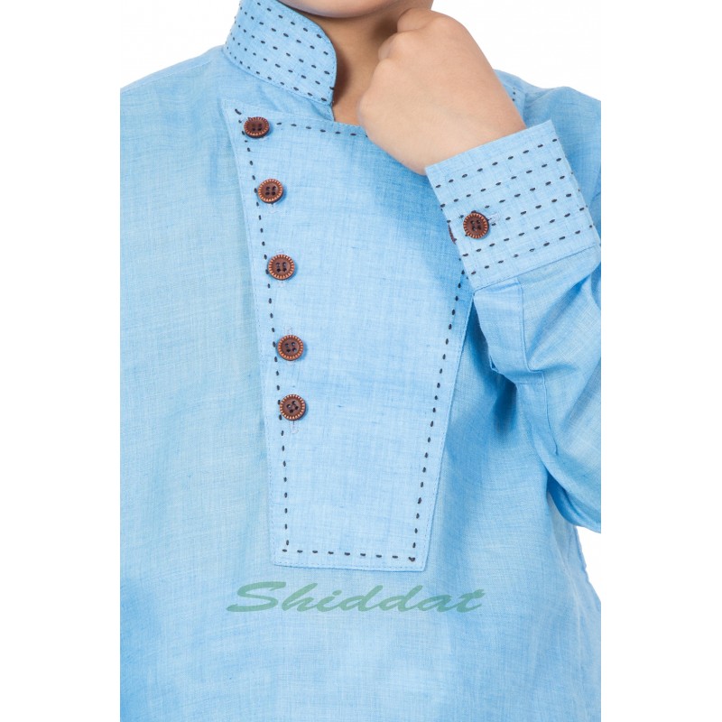 Kids Pathani Suit- Sky Blue colored Pathani Suit for child online