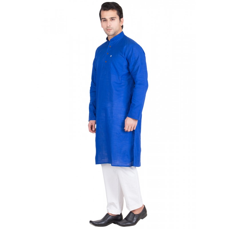 Man's Kurtas online in India- Cotton Fabric, Royal Blue Colored, full-s...