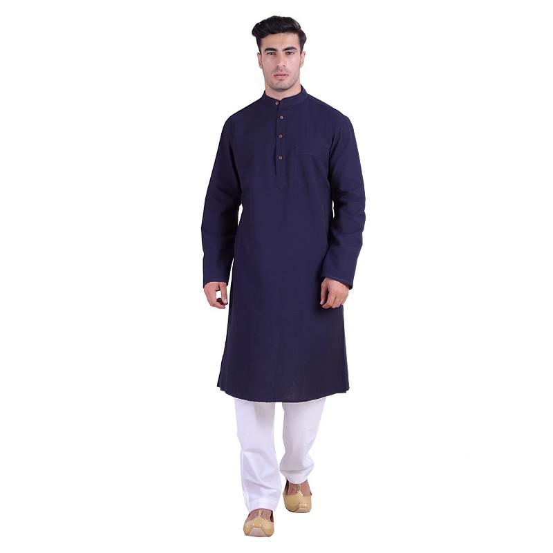 Kurtas for men online in India- Navy blue colored by Hindloomz | Shidda...