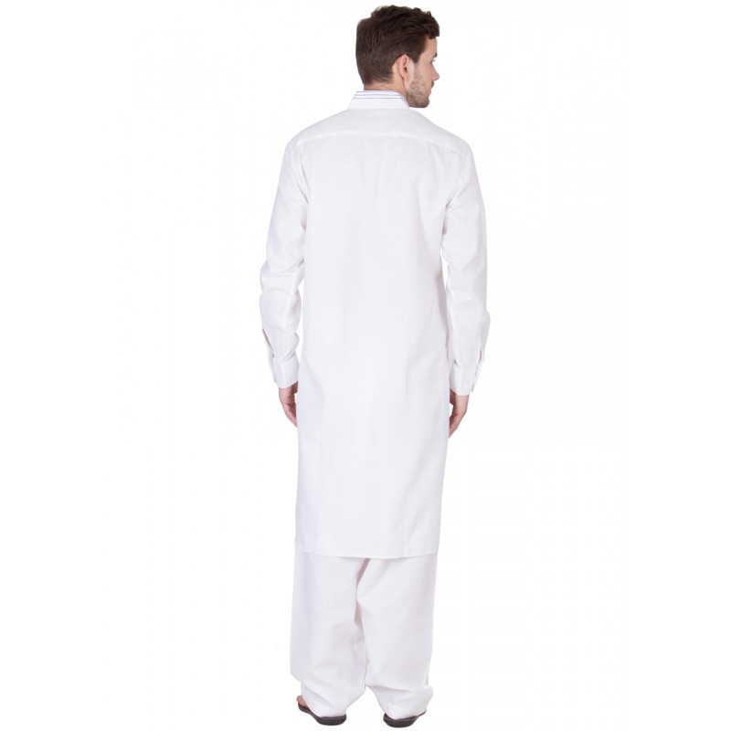 Pathani Suit online- Buy Chinese Neck White Pathani Suit | Shiddat.com