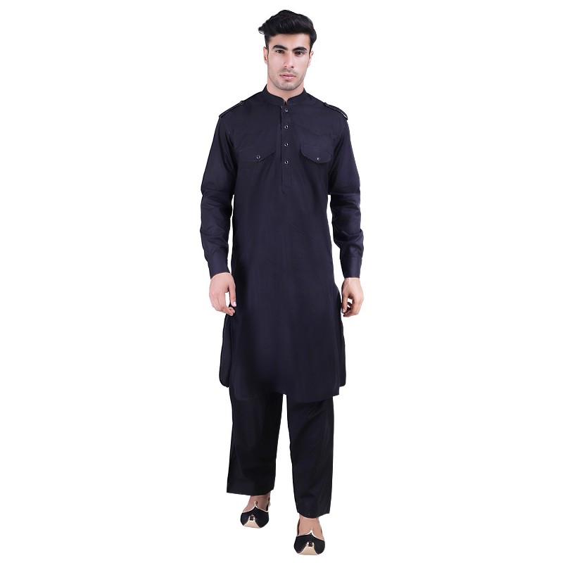Black Pathani Suit for men online in India | Cotton fabric