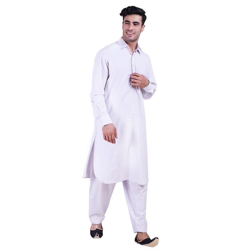 Pathani suit for men- Khan dress with regular collar at www.shiddat.com