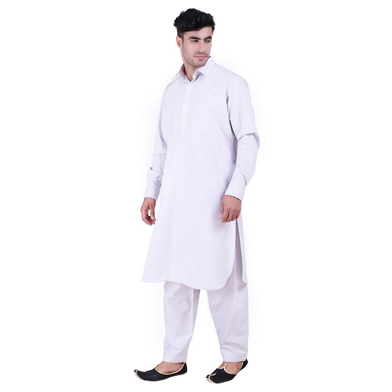 Pathani suit for men- Khan dress with regular collar at www.shiddat.com