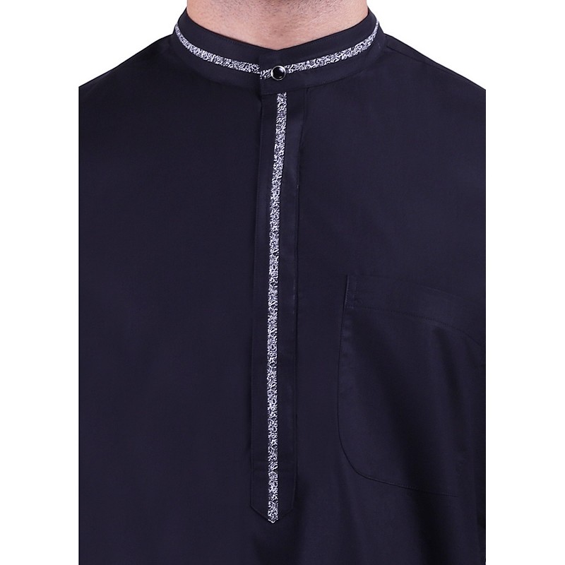 Black Cotton Pathani Suit with mandarin collar for men online at shidda...