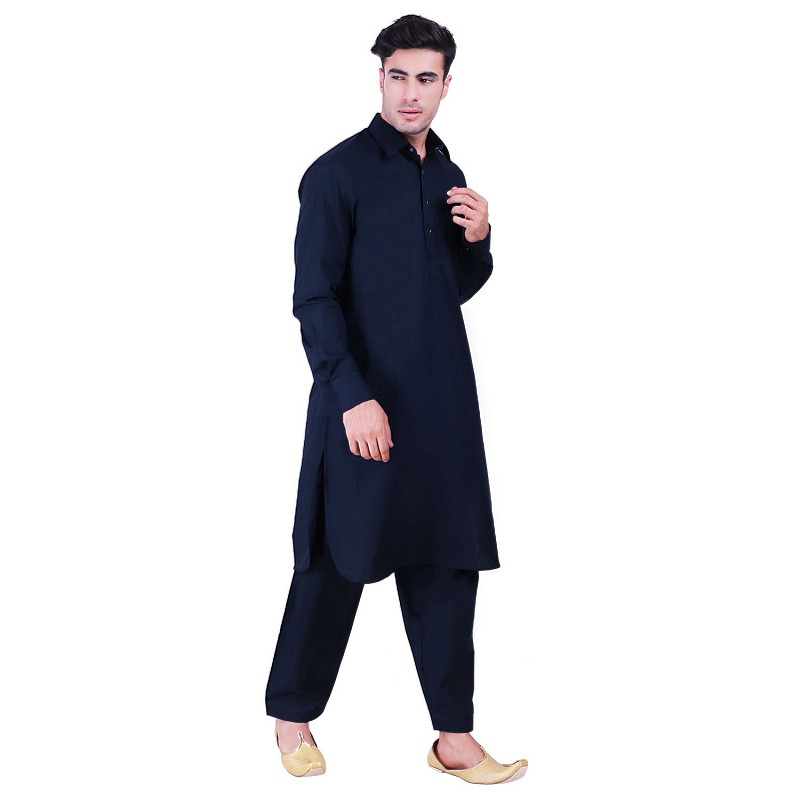 Pathani suit for men- Khan dress with regular collar at www.shiddat.com