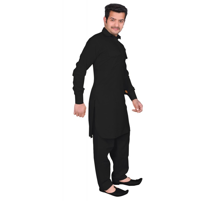 Pathani Suit- Black Colored Pathani suit online at Shiddat.com