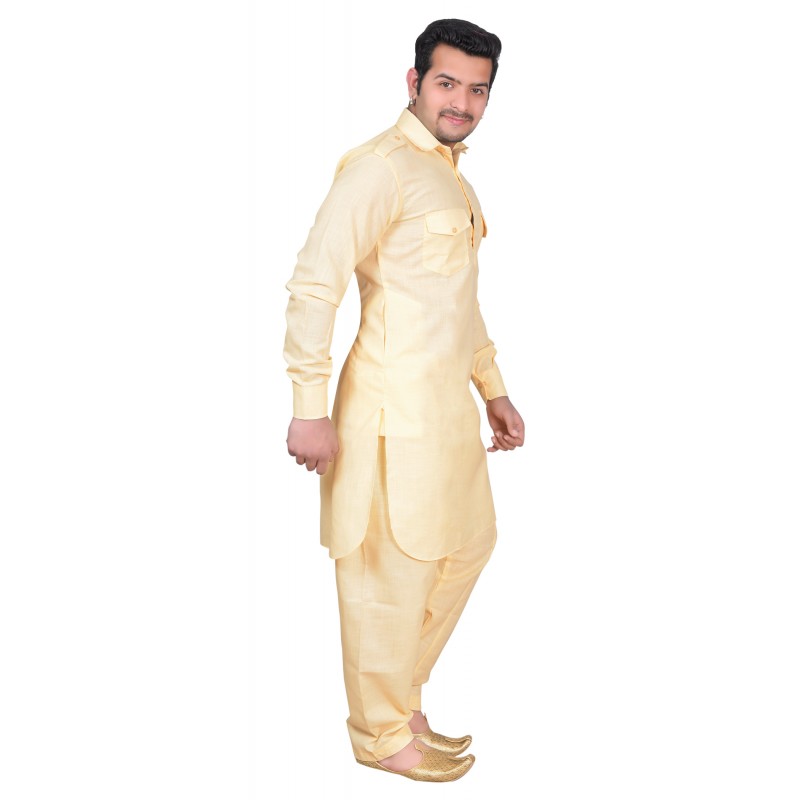 Pathani Suit- Beige Colored Pathani suit online at Shiddat.com